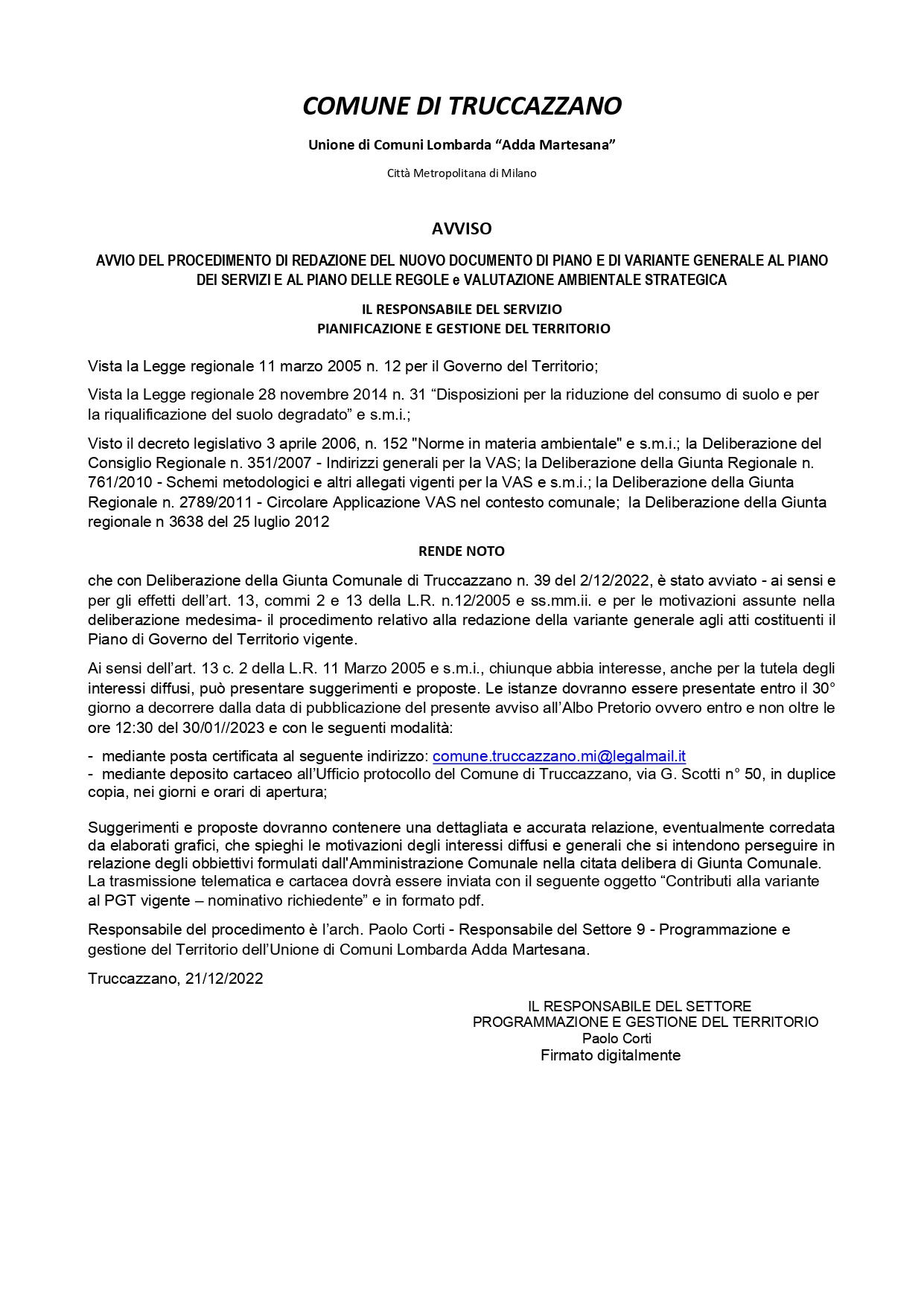 Comune di Truccazzano - Città Metropolitana di Milano : Comune di ...